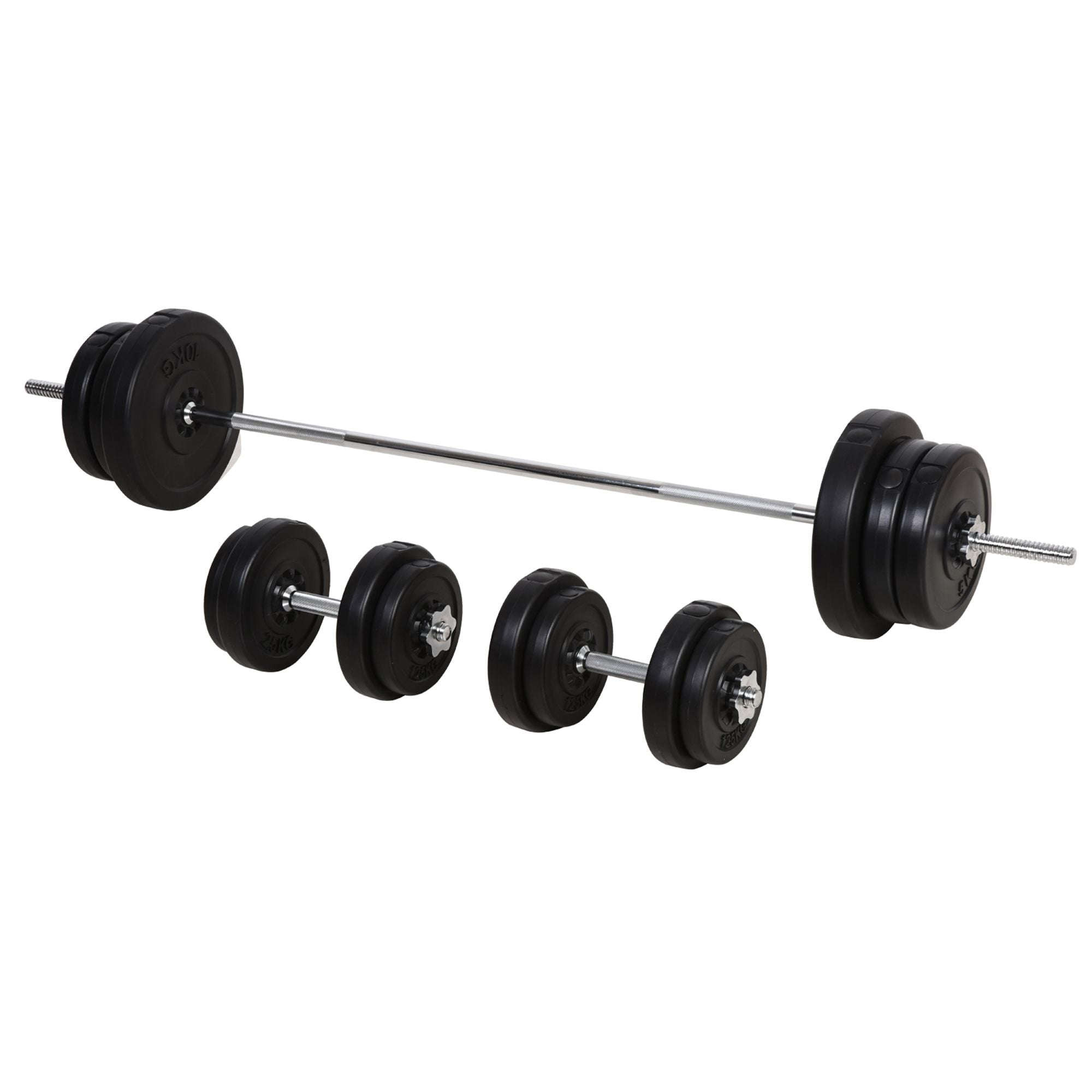 HOMCOM 65kg Adjustable Barbell Weights Set, 2 in 1 Dumbbells and Barbe ...