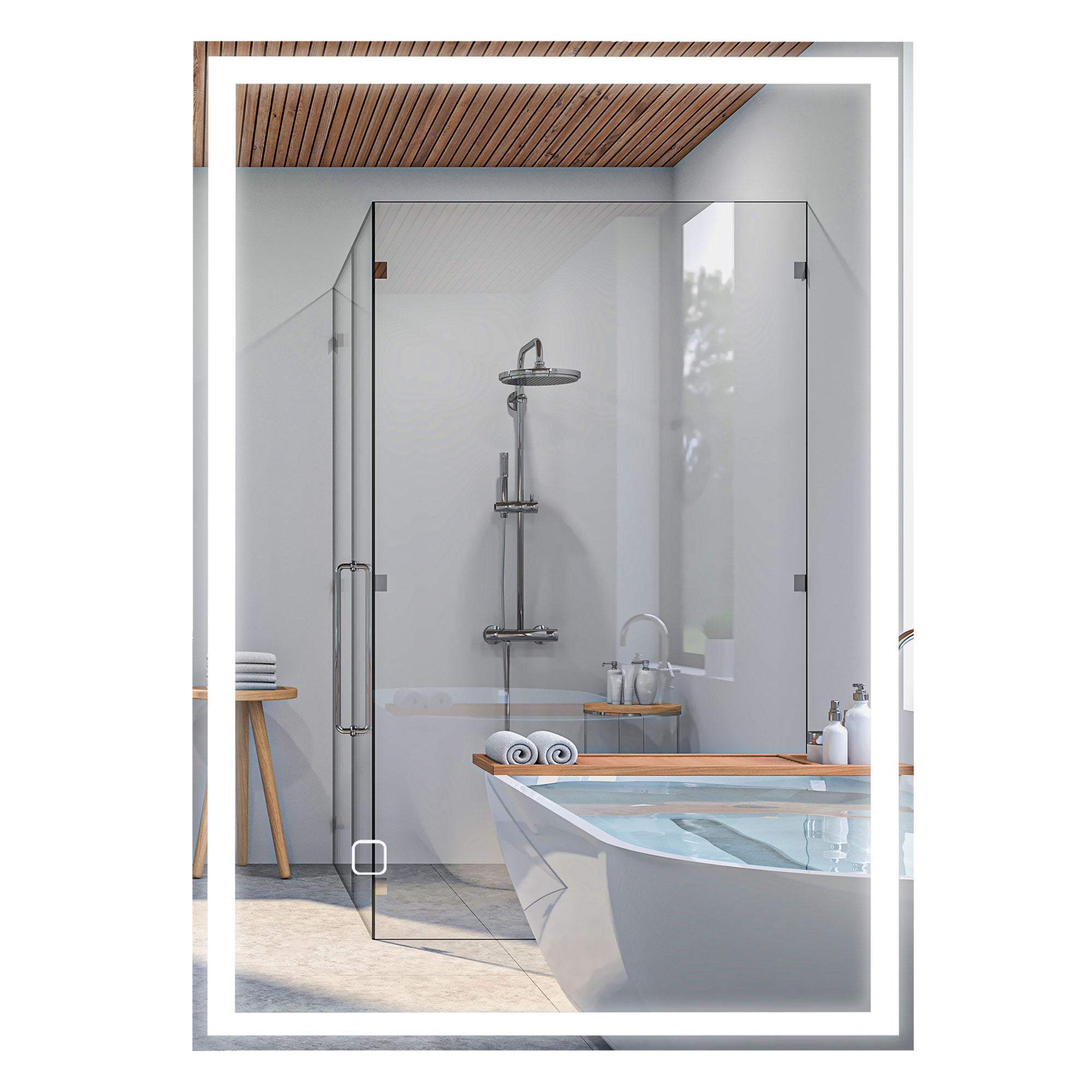 HOMCOM 70 x 50cm LED Bathroom Mirror with Lights Dimmable Makeup Mirro ...
