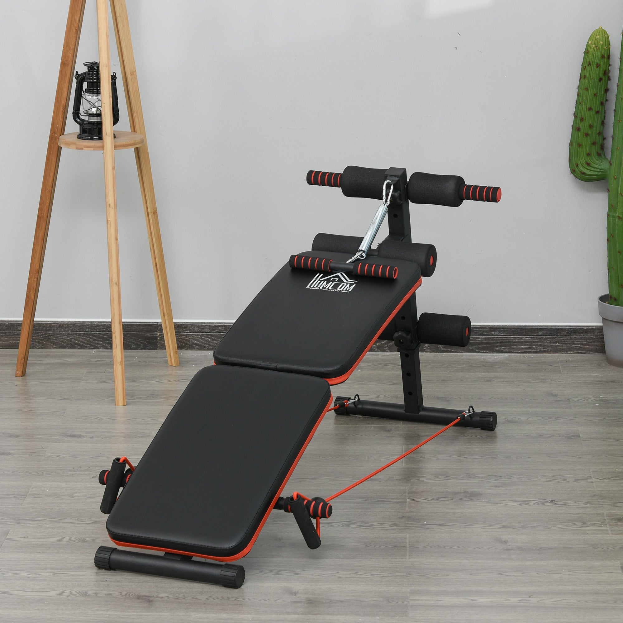 HOMCOM Steel Foldable Home Core Workout Bench Red/Black – mhstar.co.uk