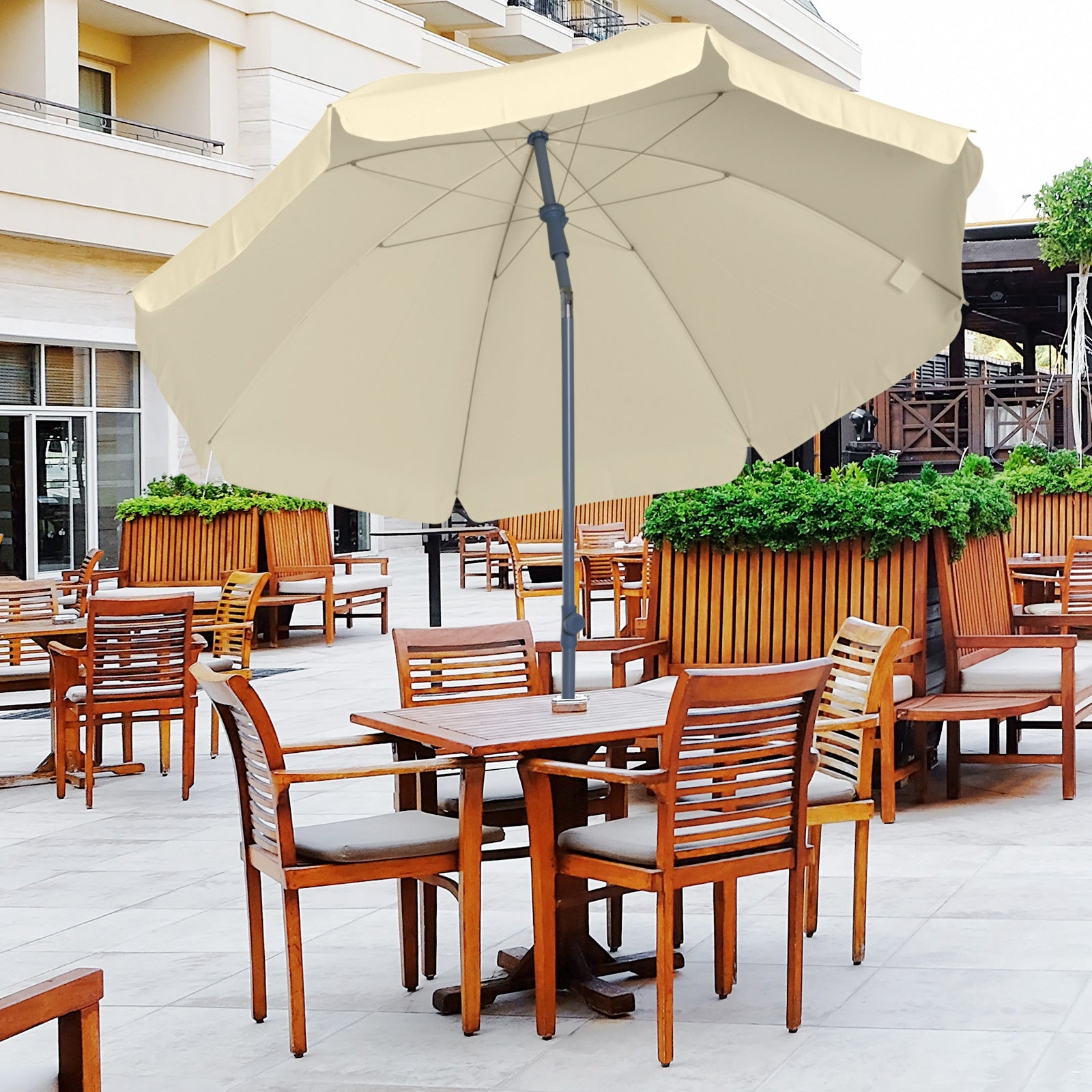 Outsunny 2.2M Tilt Beach Umbrella Parasol-Cream White – mhstar.co.uk
