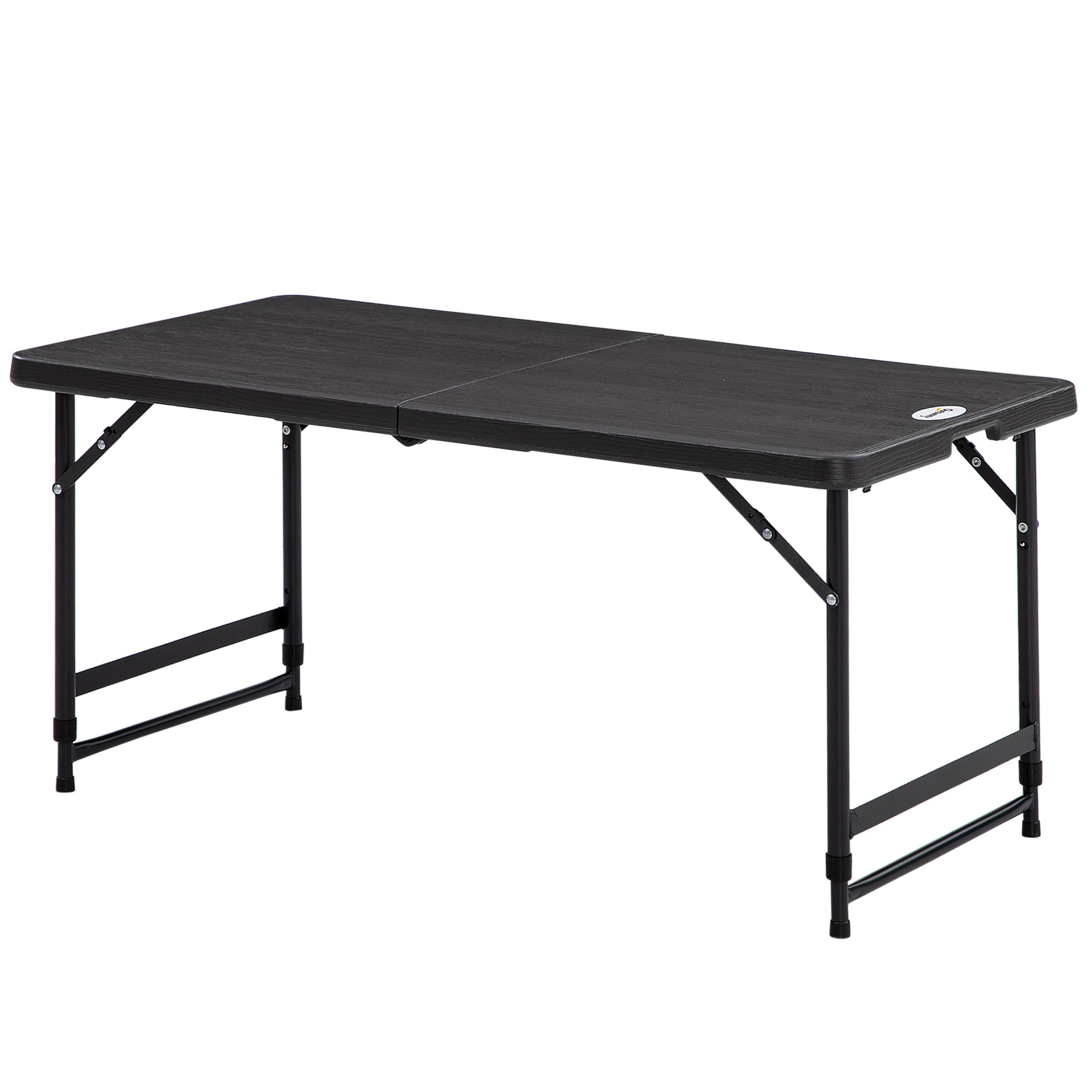 Outsunny Foldable Patio Dining Table for 4, Height Adjustable Outdoor ...