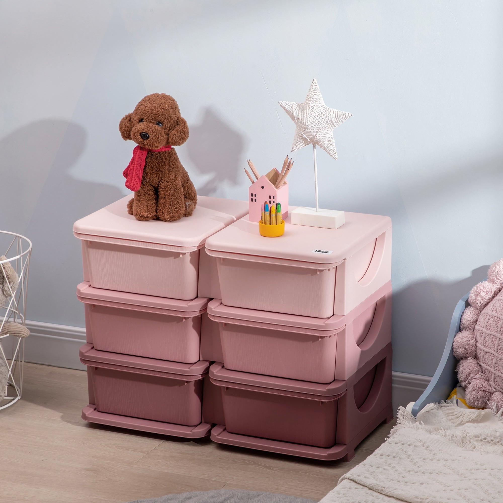 ZONEKIZ Kids Storage Units with 6 Drawers, 3 Tier Kids Toy Storage Org ...