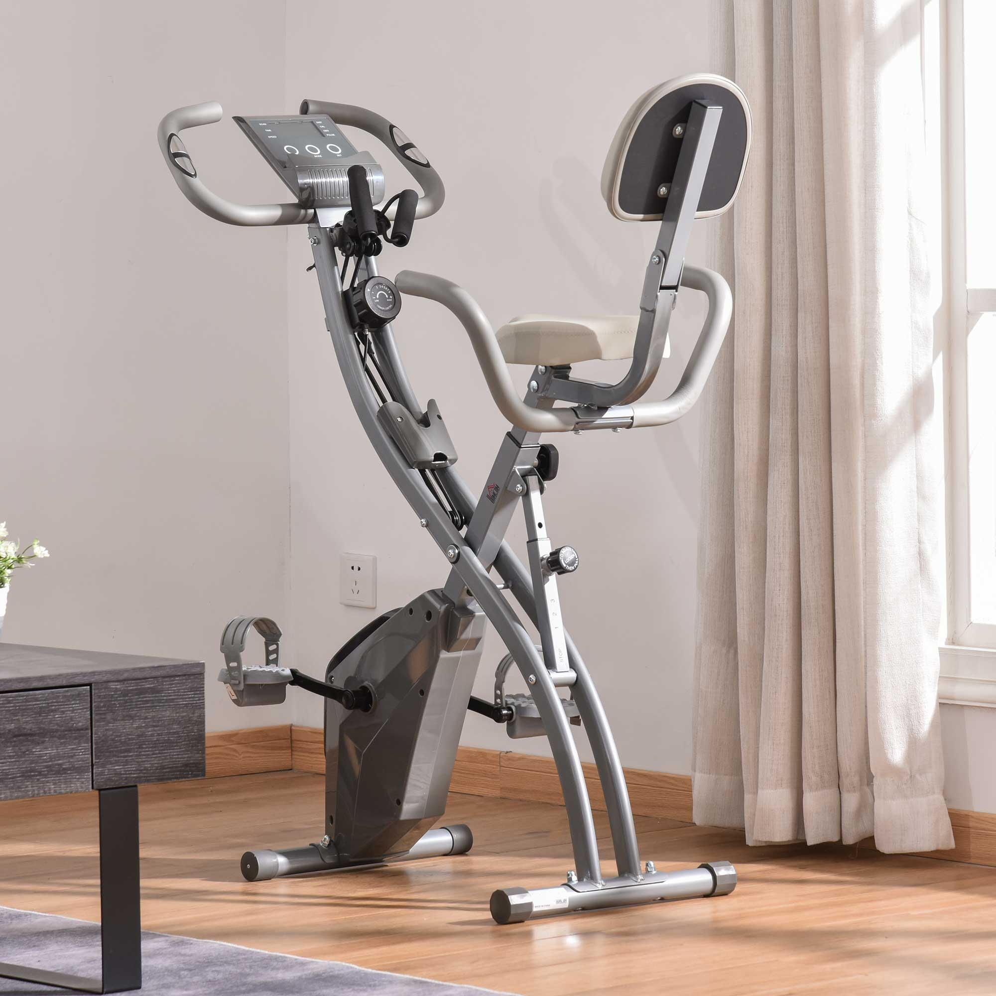 HOMCOM 2-In-1 Upright Exercise Bike Adjustable Resistance Fitness Home ...