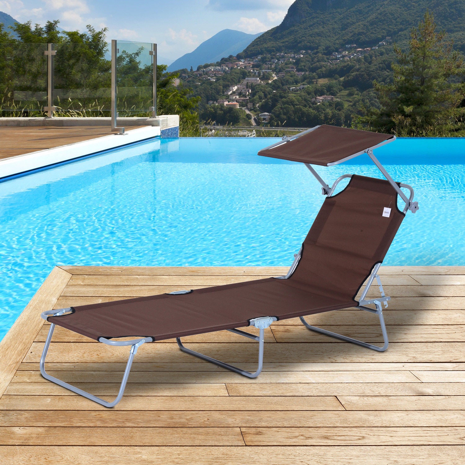 Outsunny Adjustable Sun Bed-Brown – mhstar.co.uk