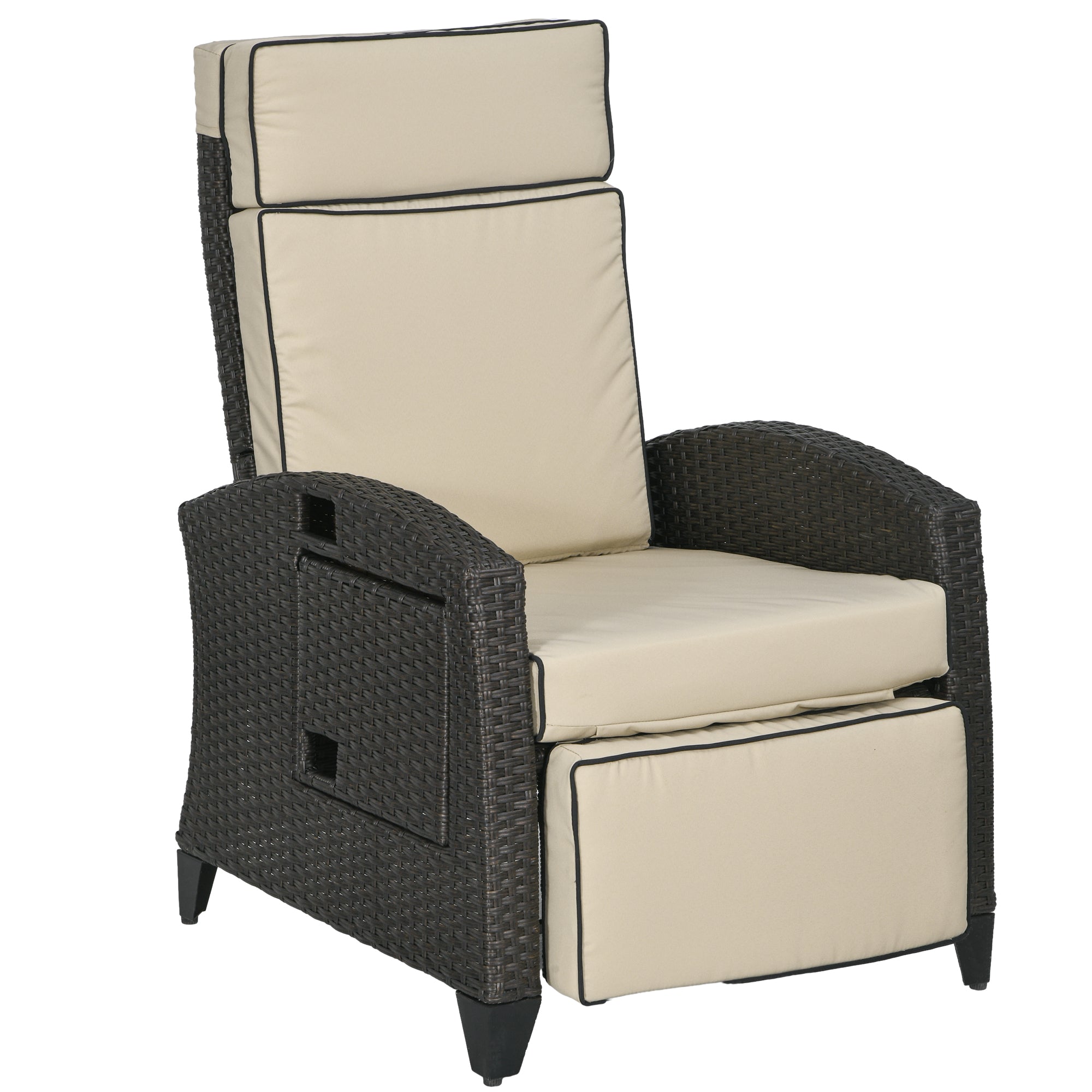 Outsunny Outdoor Recliner Chair with Adjustable Backrest and Footrest ...