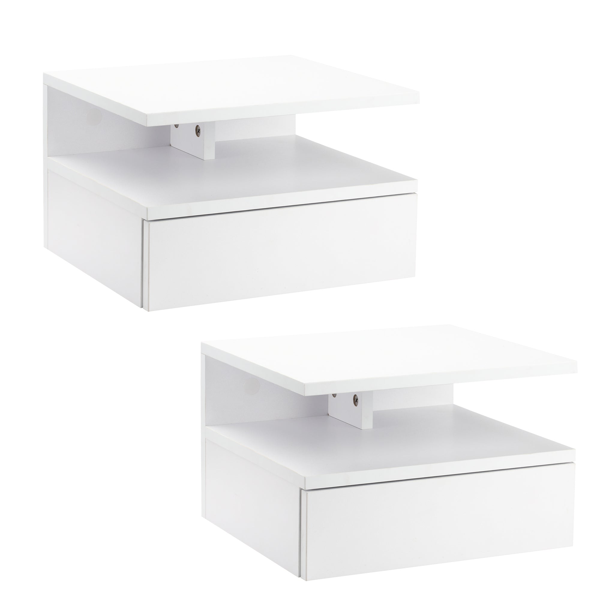 HOMCOM Floating Bedside Cabinet with Drawer and Open Shelf, Wall Mount ...