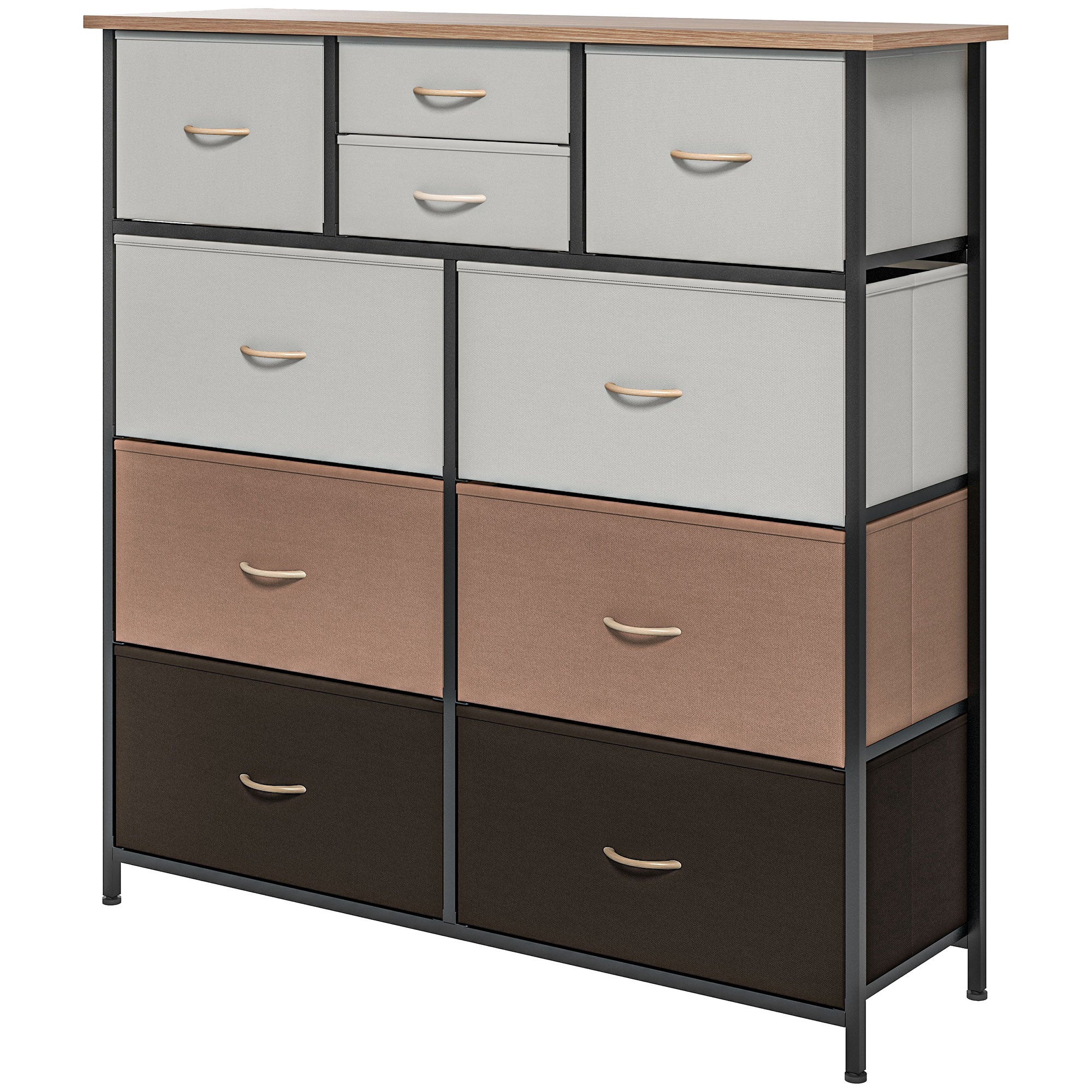 HOMCOM Bedroom Chest of Drawers 10 Drawer Dresser with Foldable Fabric ...